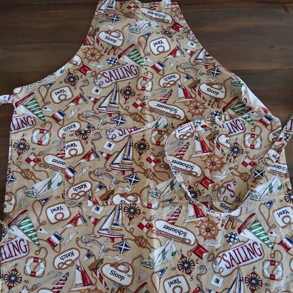 Kay Dee | Kitchen | Kay Dee Cotton Bib Apron Sailing Boats Knots ...